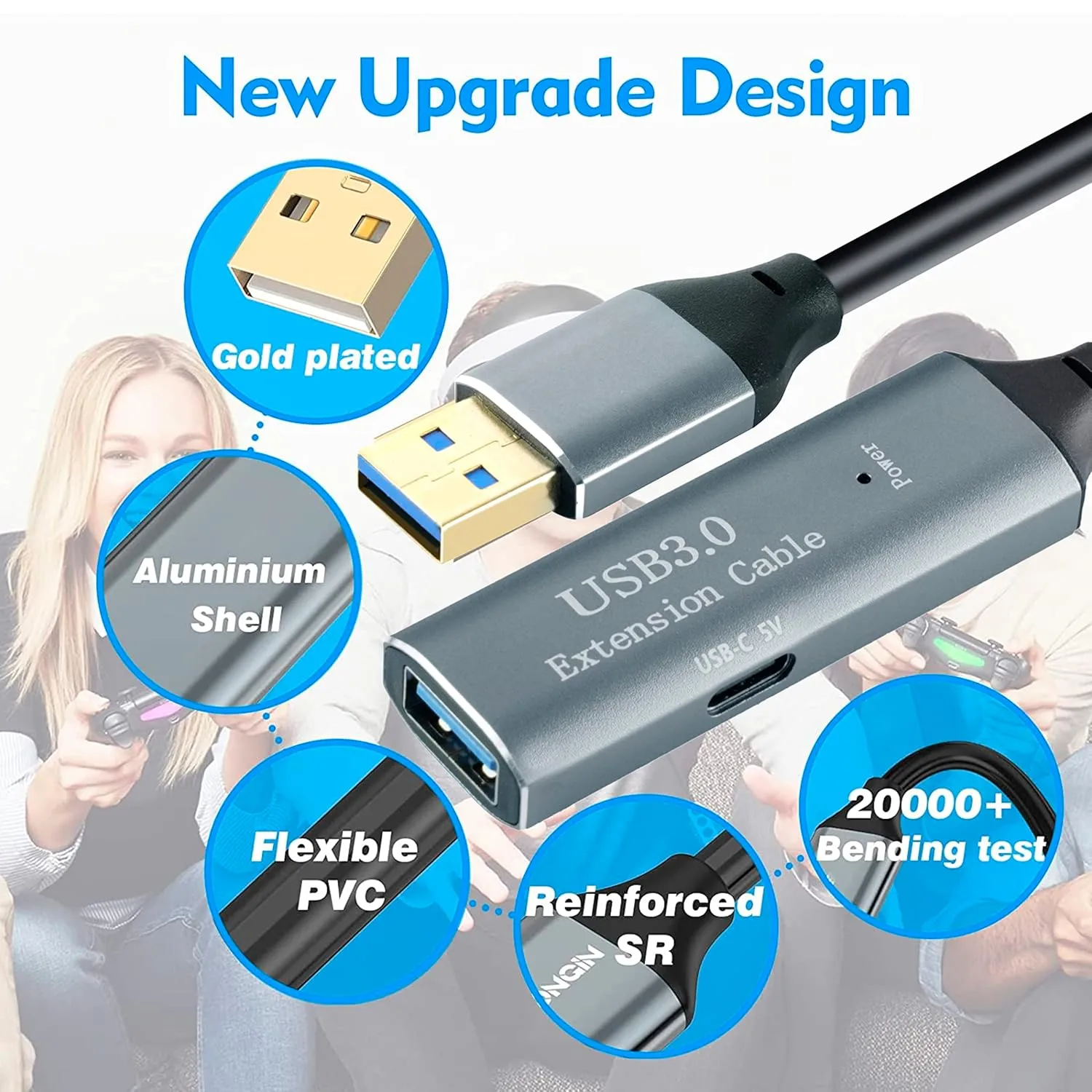 10M Active USB 3.0 Extension Cable USB 3.0 Male to Female Extender Cord ...