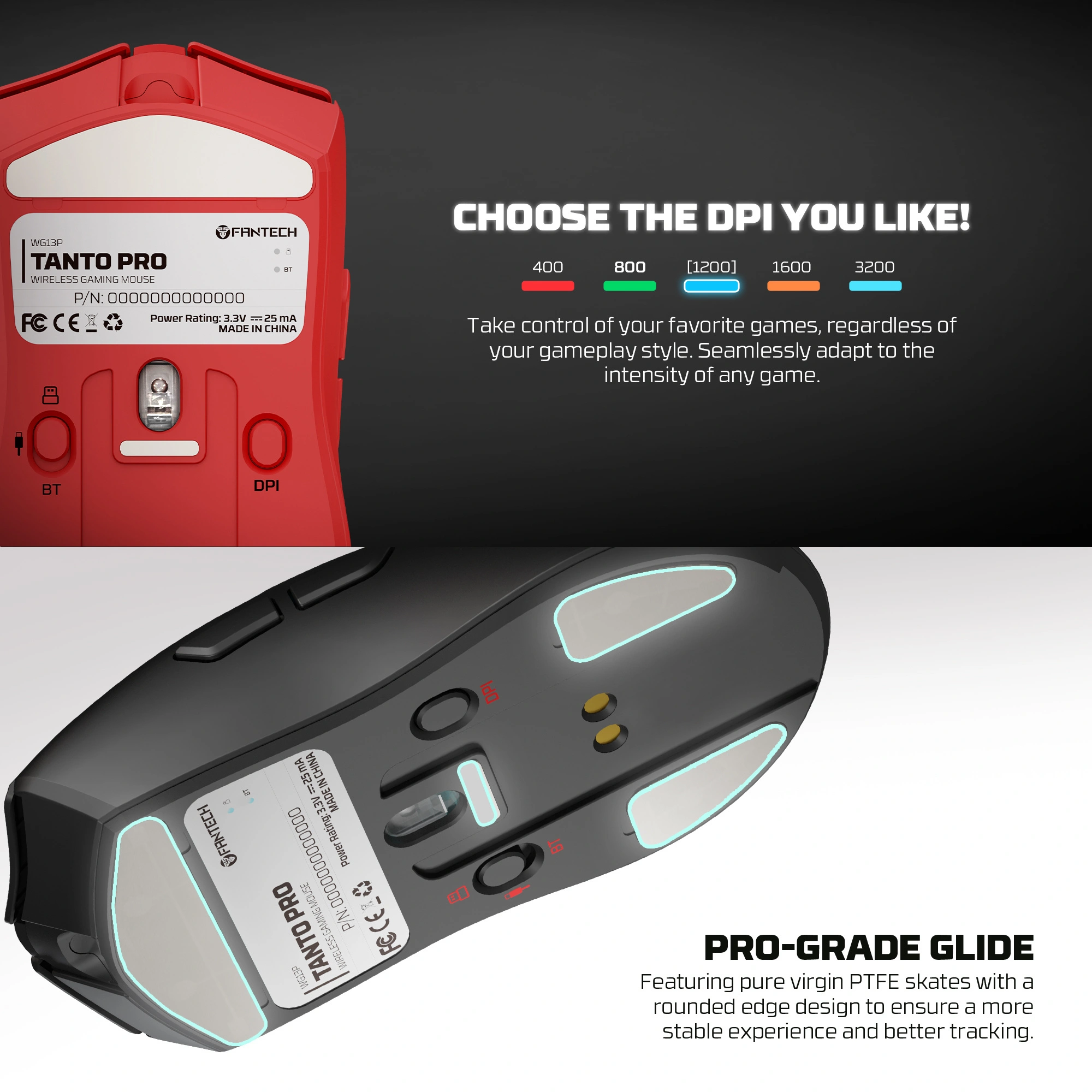 FANTECH WG13P TANTO PRO Tri Mode Connection Wireless Gaming Mouse ...